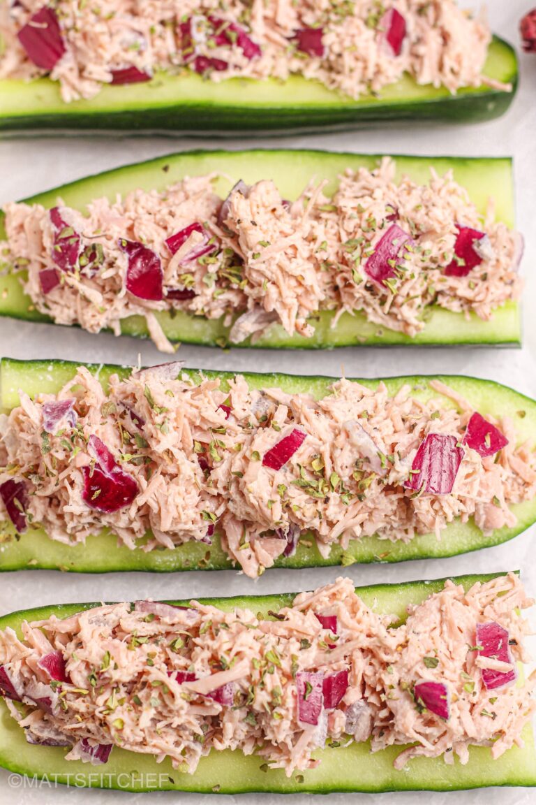 Easy Tuna Cucumber Boats {95 calories}