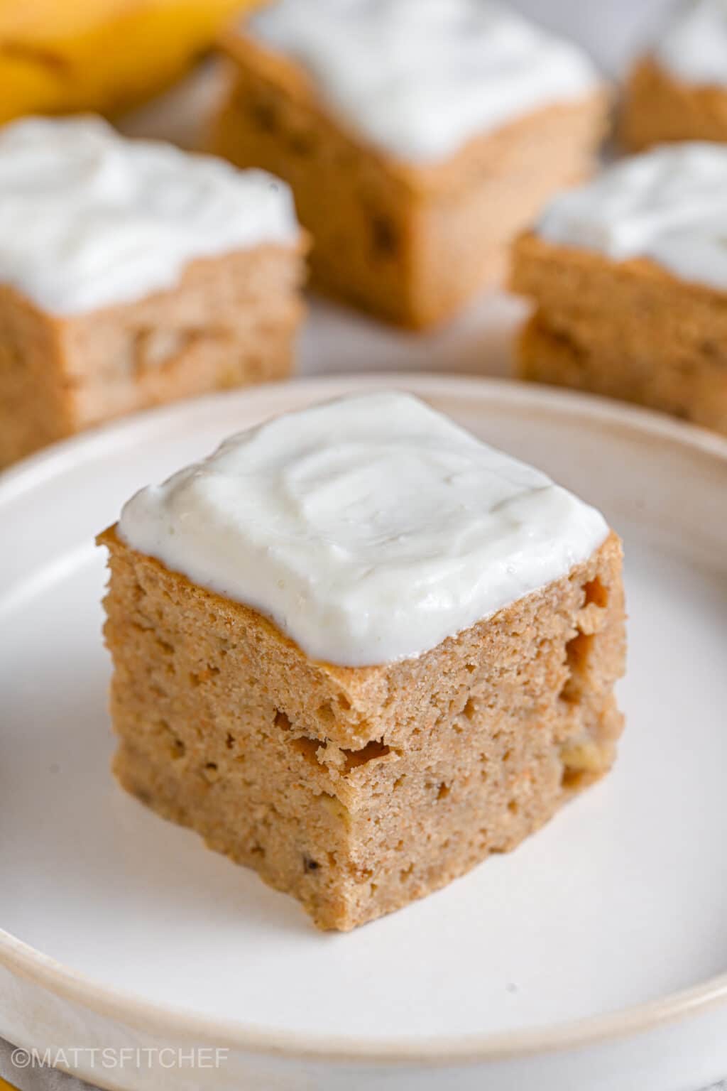 Healthy Banana Bars with Cream Cheese Frosting